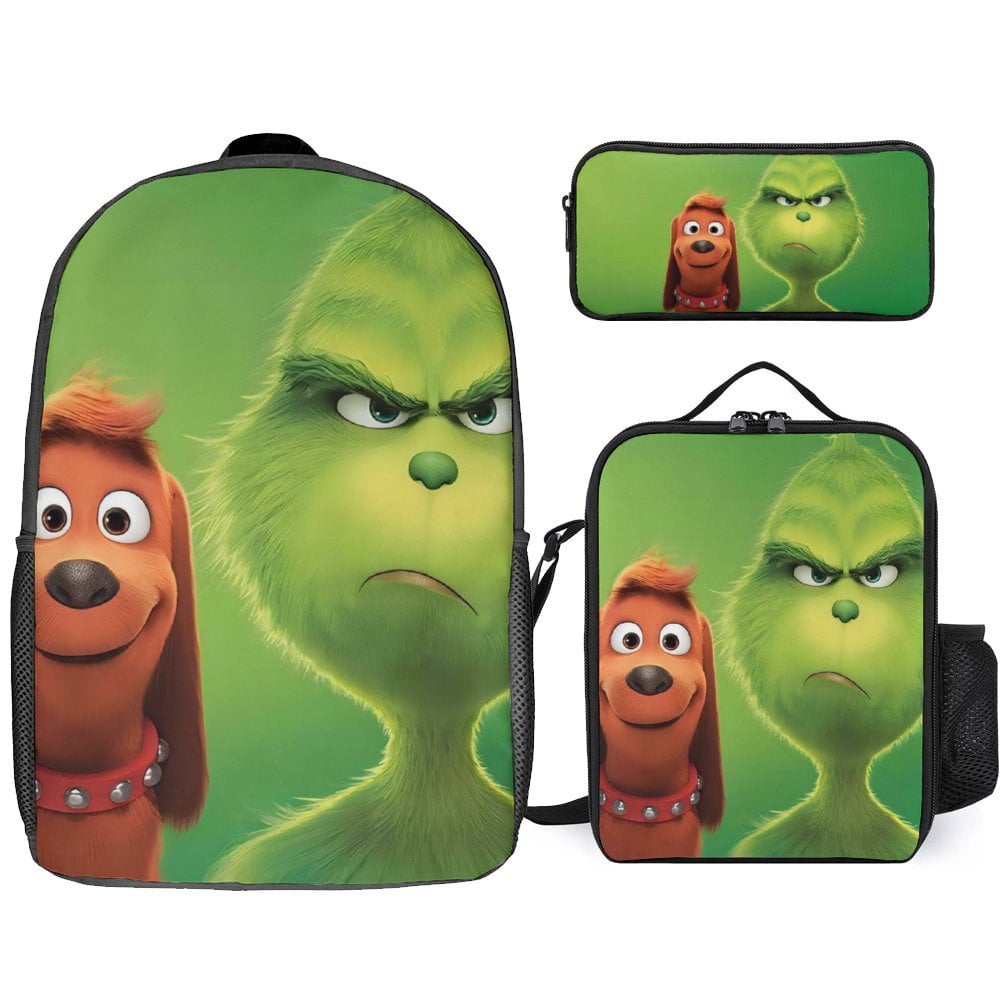 3-Piece Grinch (14) Cartoon Anime Backpack Set With Lunch Bag And ...