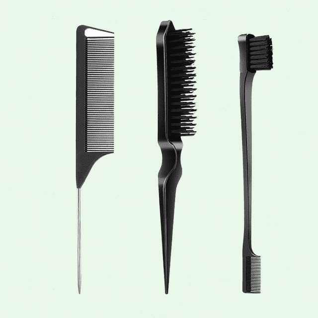 3 Piece Hair Brush Set With Edge Brush Bristle Brush And Rat Tail Comb Perfect For Smoothing
