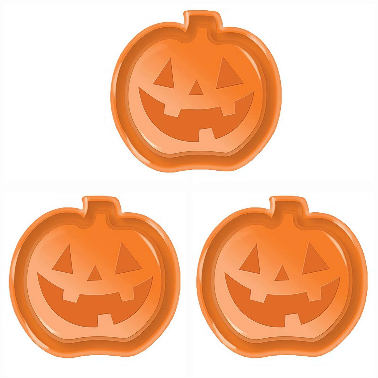 3-Piece Halloween Serving Trays Set, Plastic Pumpkin Ghost Bat Platters ...