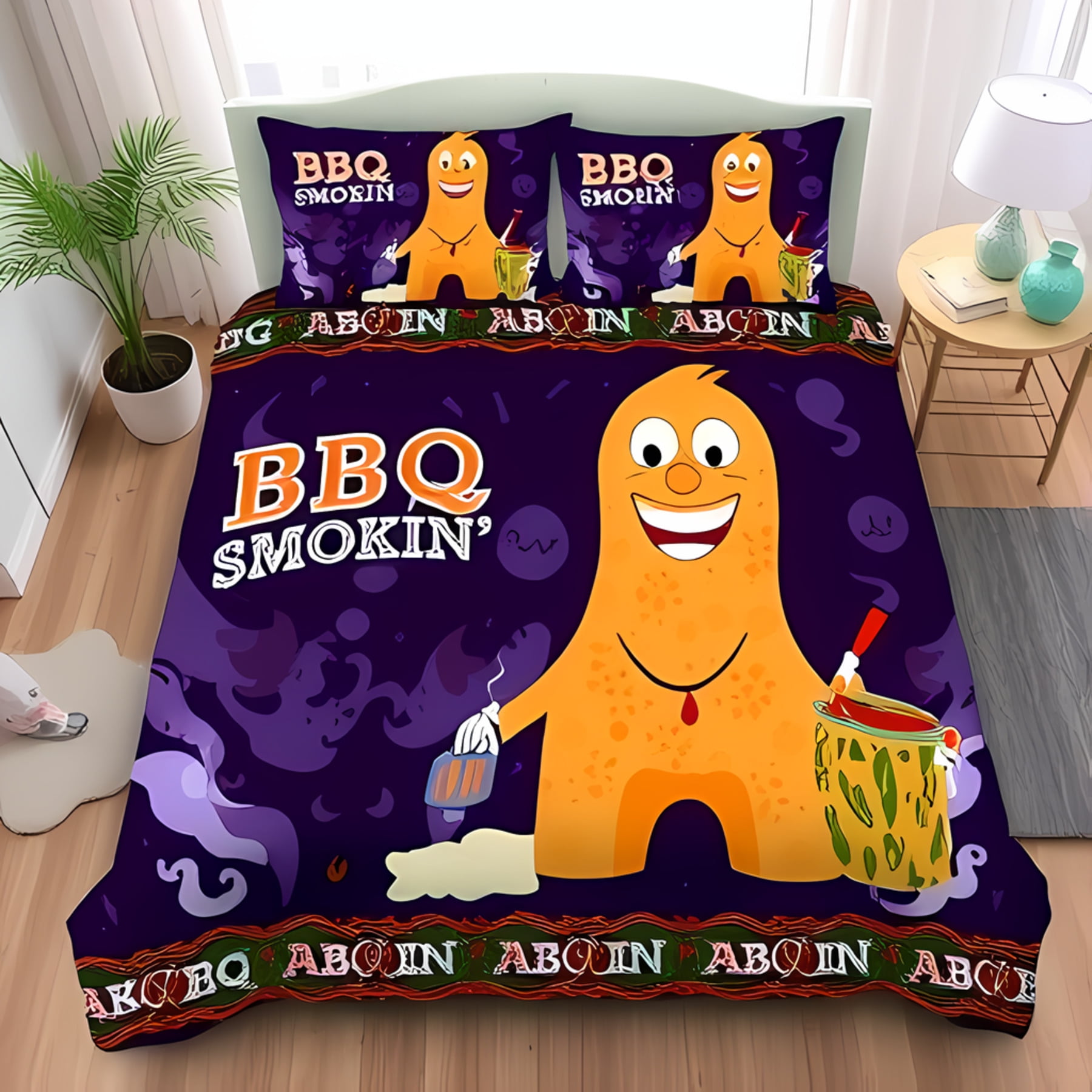 3-Piece Halloween Themed Duvet Cover Set with Cartoon Character BBQ ...