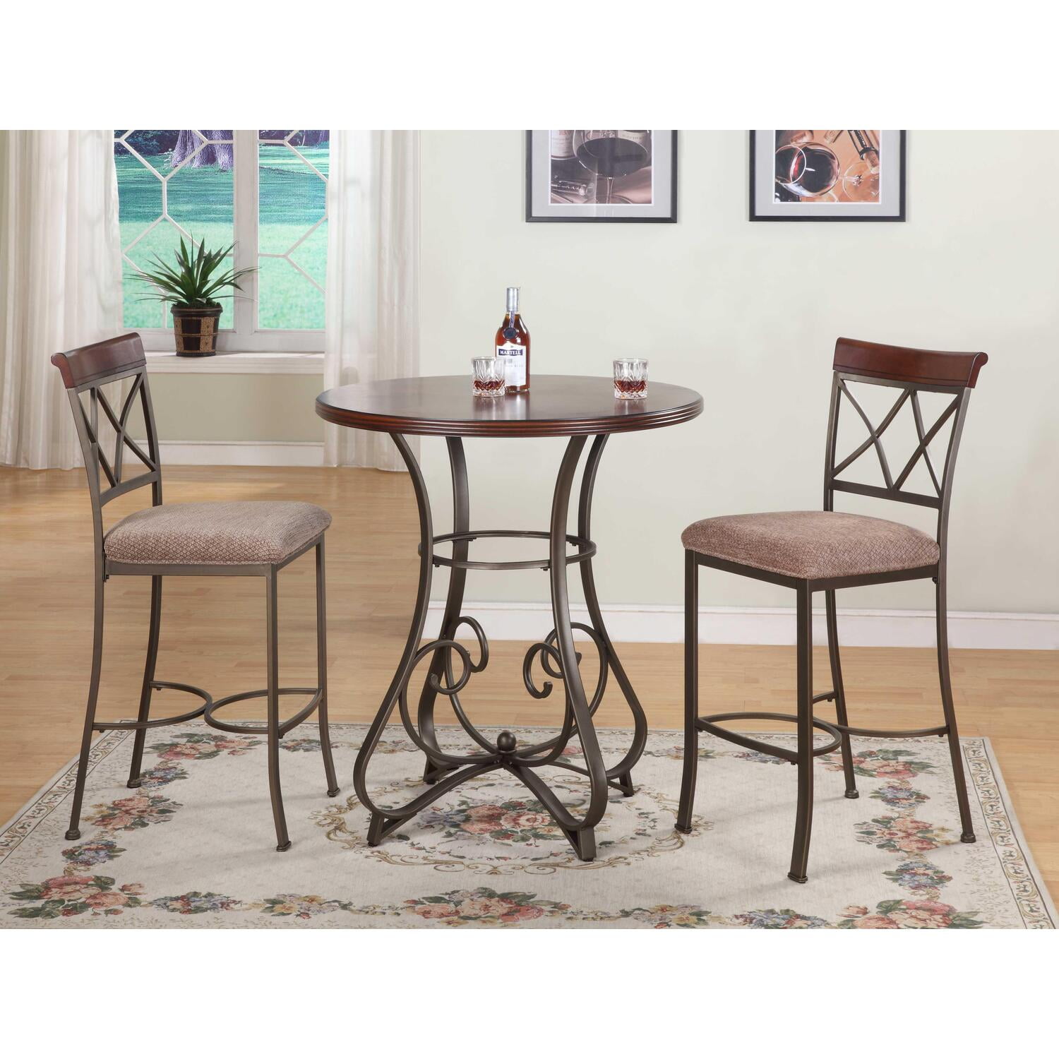 3 Piece Hamilton Pub Set-Stools:4 Hamilton Bar Stools - Walmart.com