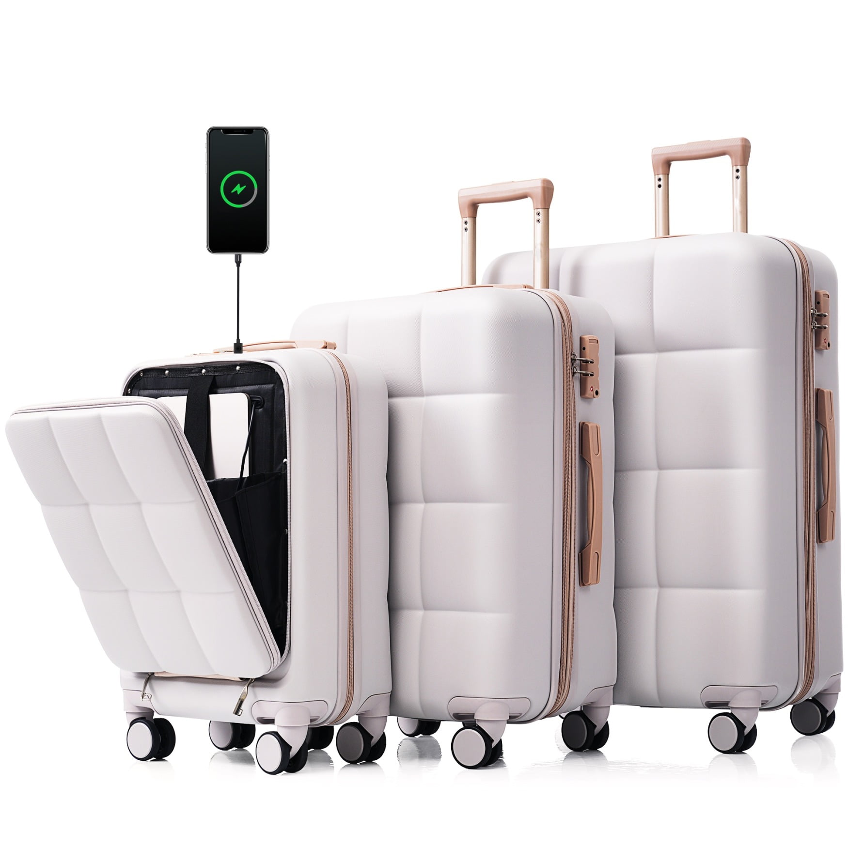 3 Piece Hard Shell Luggage Set, 20/24/28" Expandable Suitcases with TSA ...