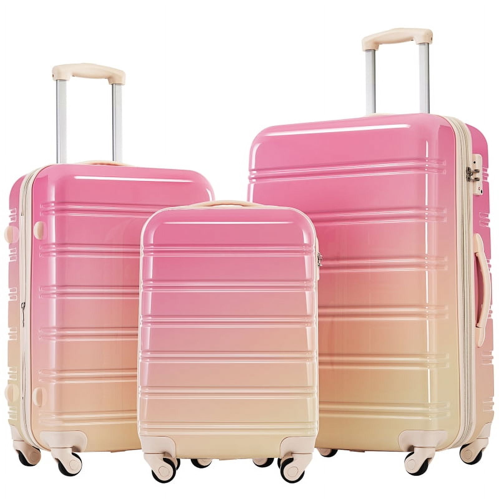 3-Piece Hard Shell Luggage Set, Gradient Color Expandable Luggage with ...