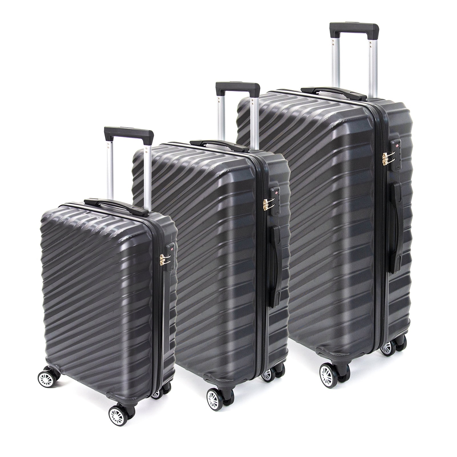 3 Piece Hard Shell Luggage sets with TSA Lock Spinner Wheel ABS ...