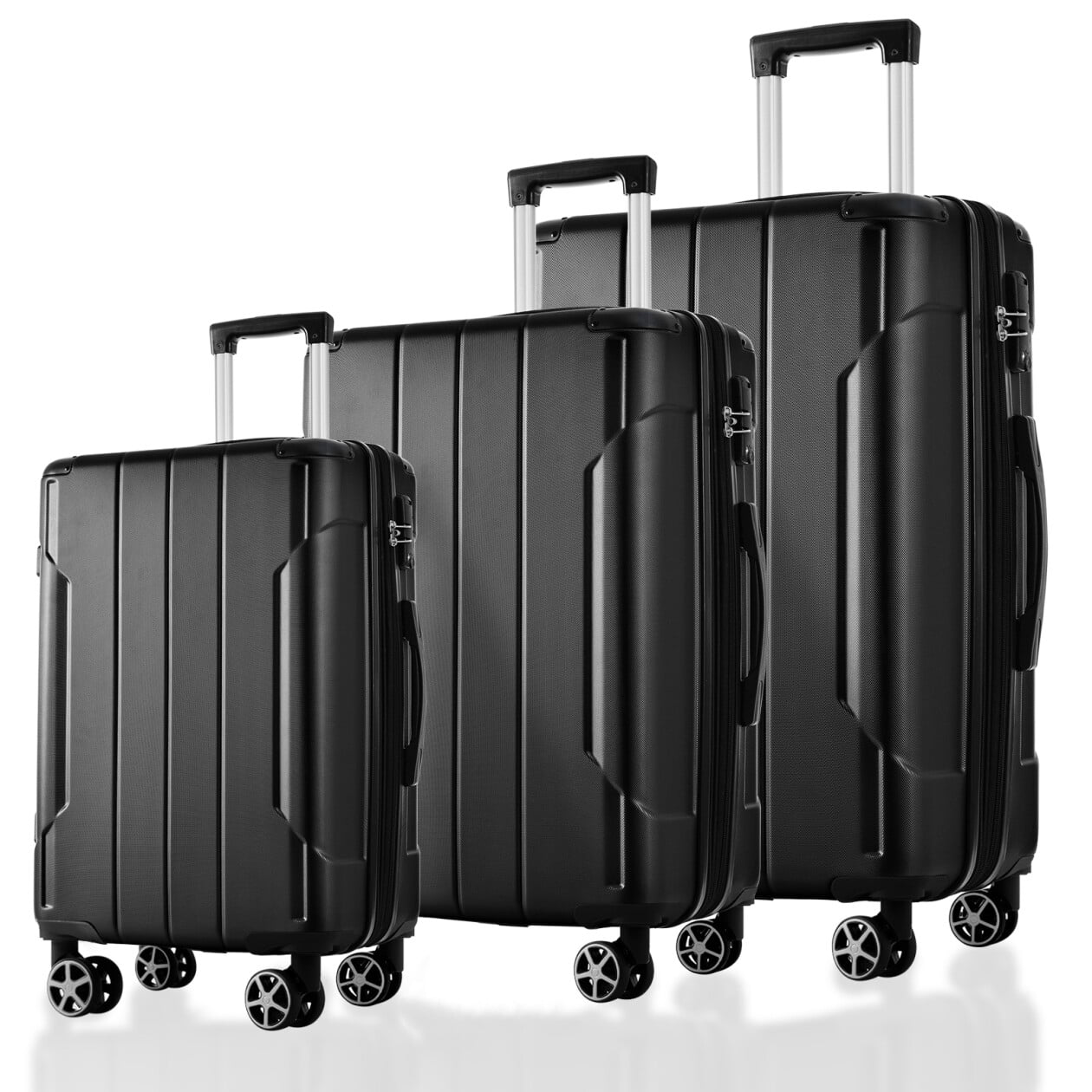 3-Piece Hardshell Luggage Set, Lightweight ABS Suitcases with TSA ...