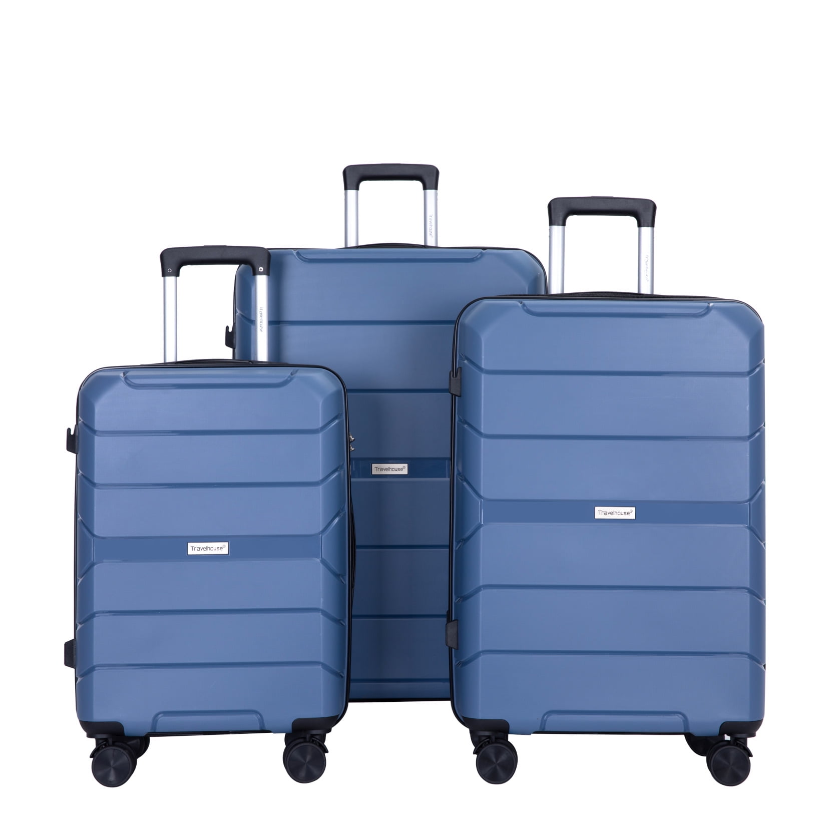 3-Piece Hardshell Luggage Set with Adjustable Pull Rod, Lightweight ...