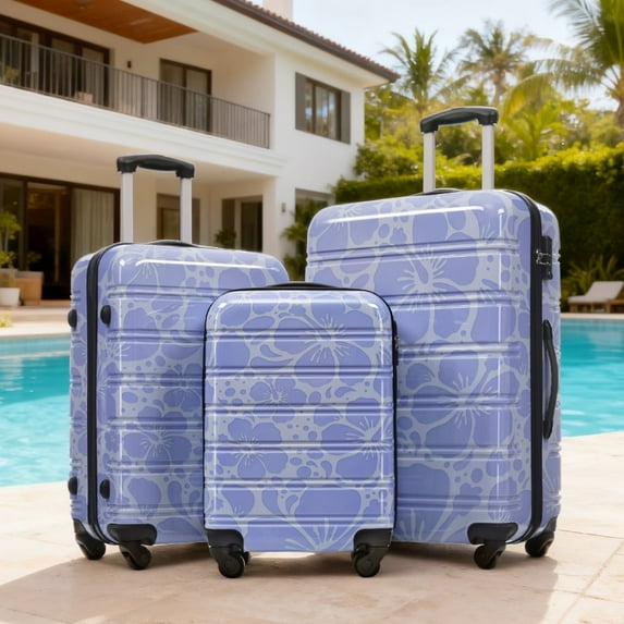 3-Piece Hardshell Luggage Set with Spinner Wheels & Combination Lock ...