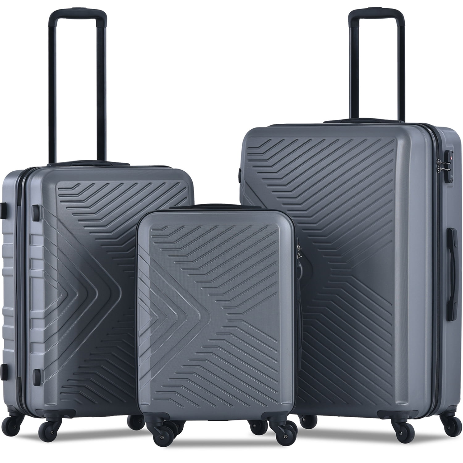 3 Piece Hardshell Luggage Sets, Carry on Luggage ABS Spinner Suitcase ...