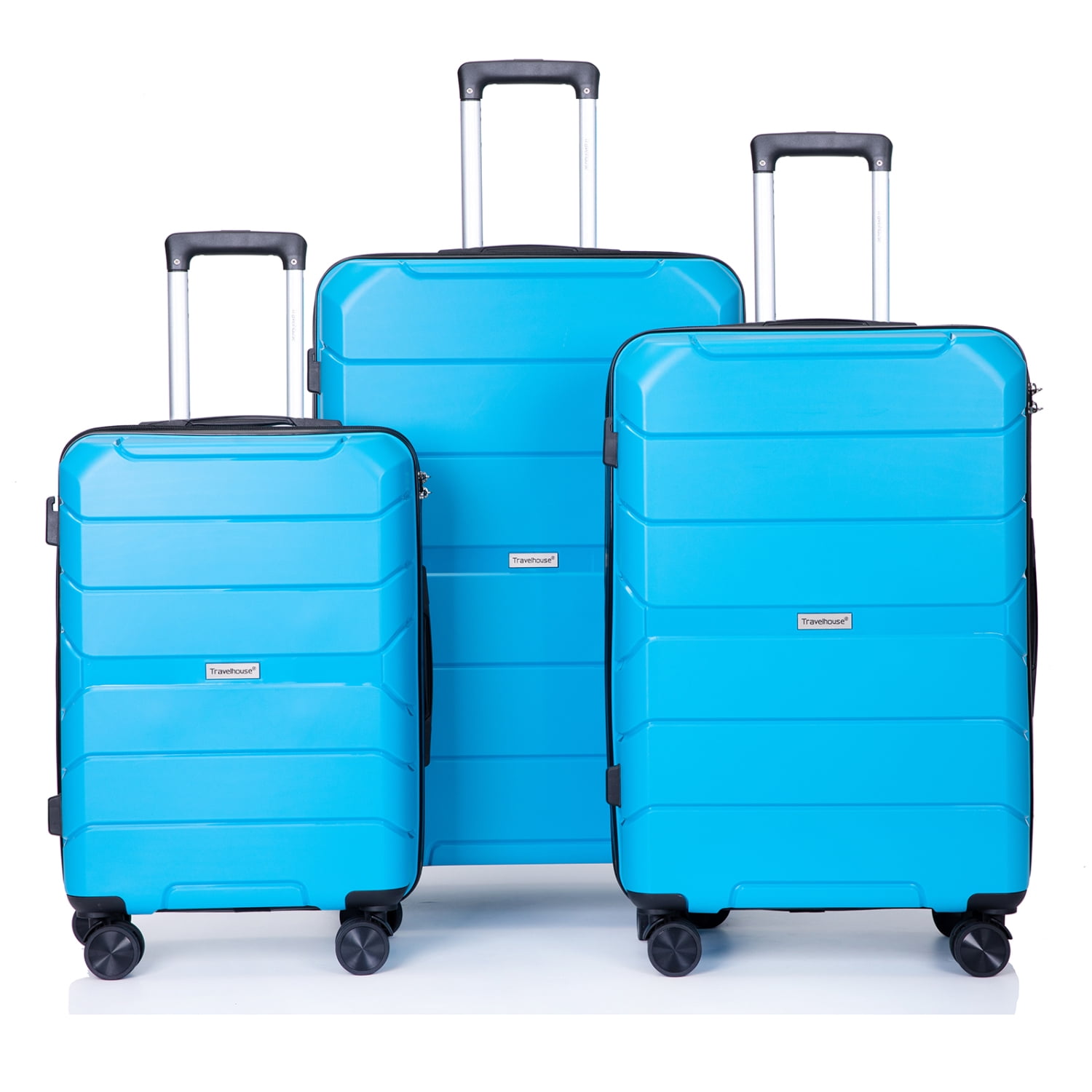 3-Piece Hardshell Spinner Luggage Set TSA Lock Light Blue 20/24/28-Inch ...