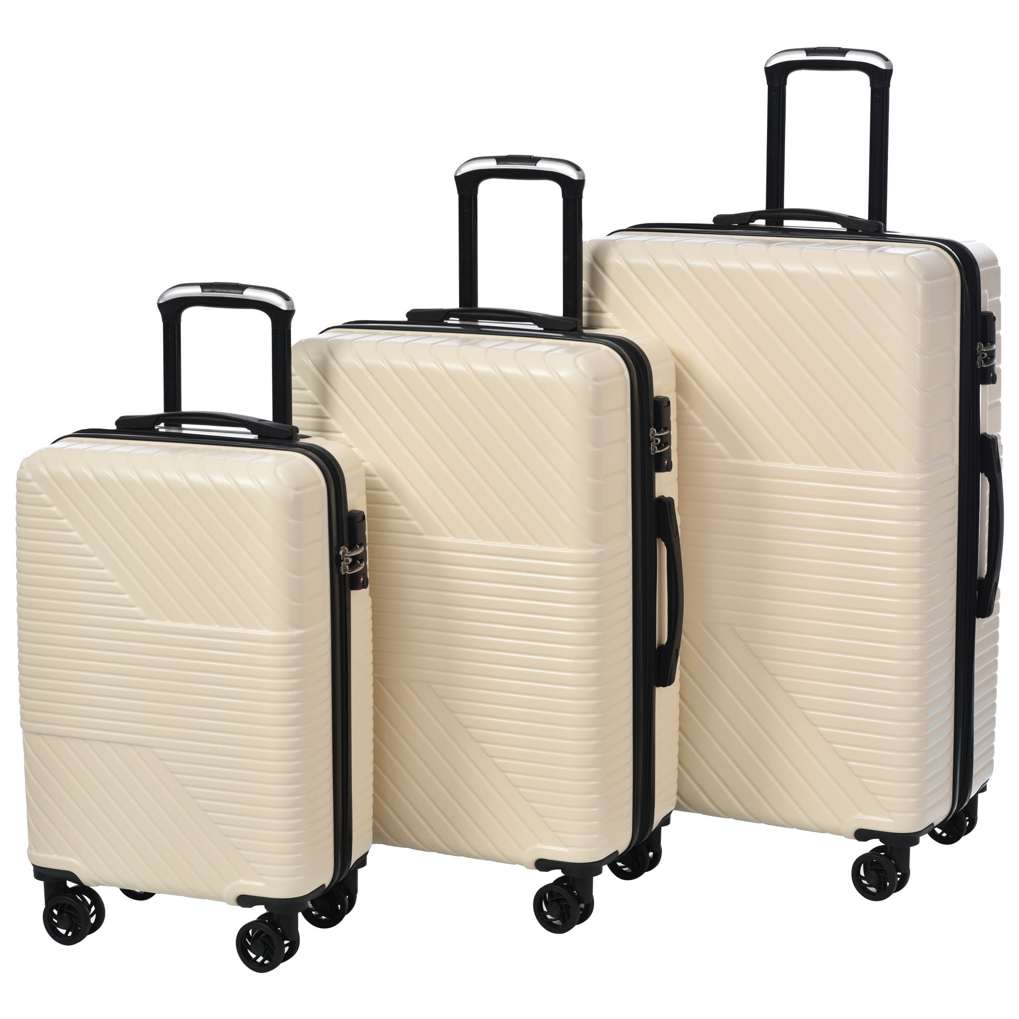 3 Piece Hardside Expandable Hardshell Travel Luggage Sets 8 Spinner ...