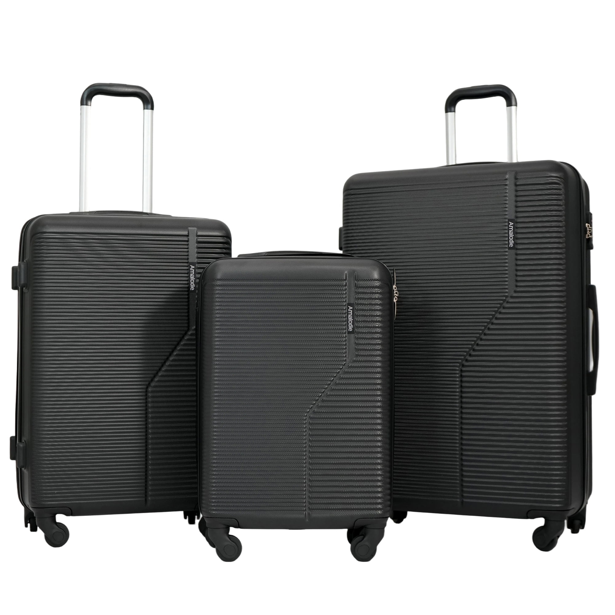 Travelhouse 3-Piece Hardshell Luggage Set with Spinner Wheels and TSA ...