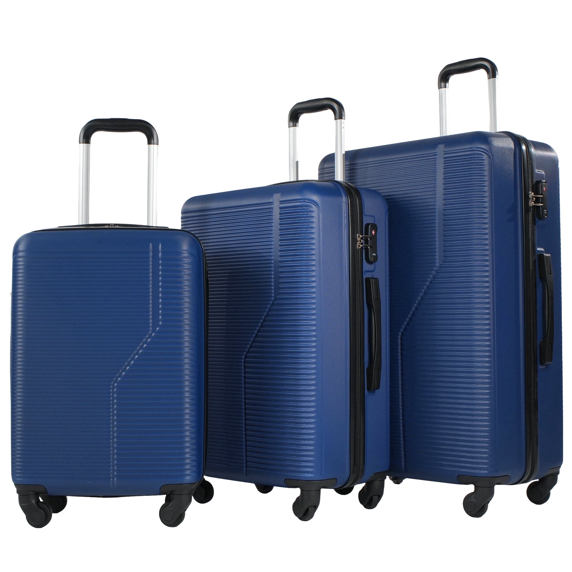 3 Piece Hardside Luggage Sets, Hardshell Suitcase Lightweight Durable ...
