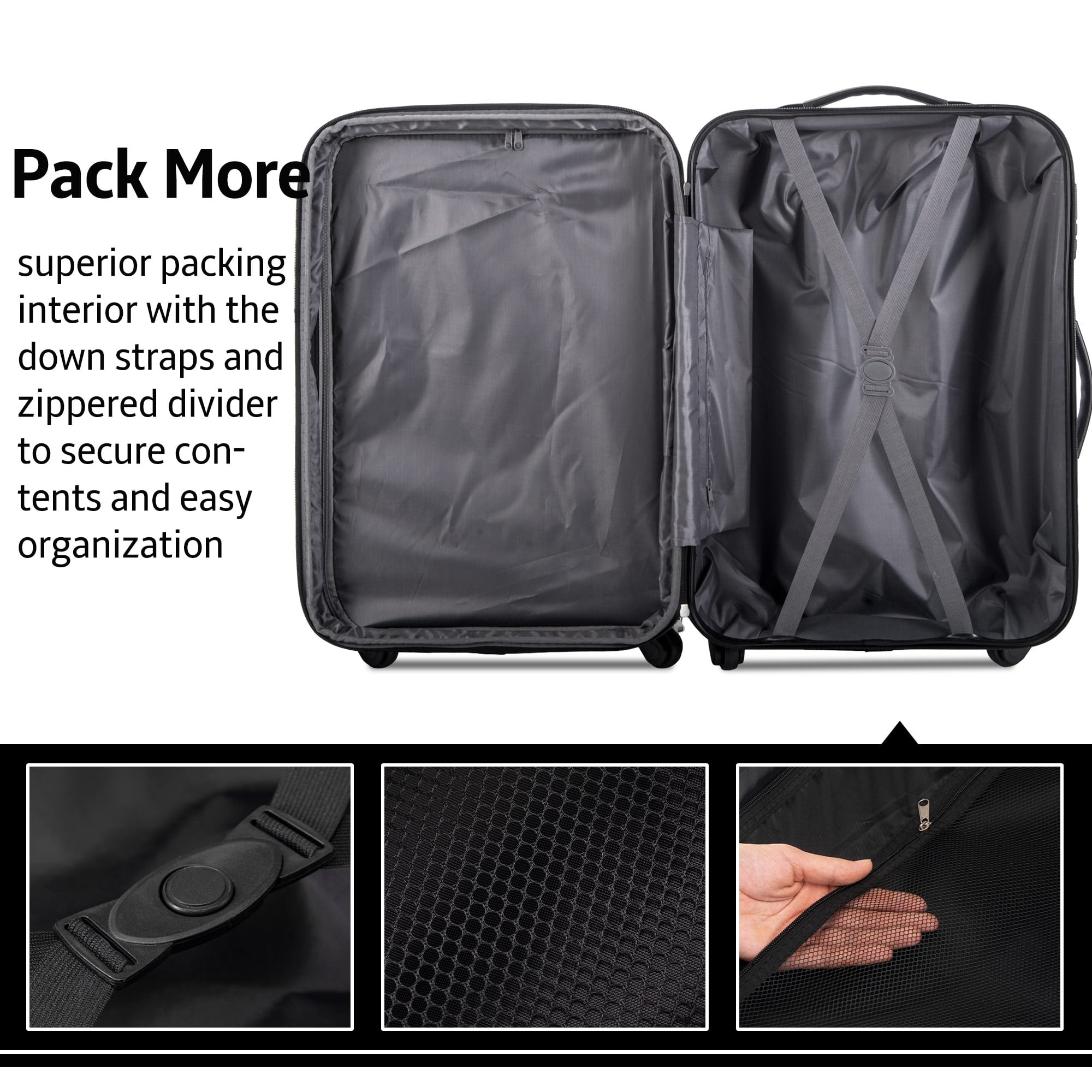 3 Piece Hardside Spinner Luggage Set 20 24 28 Tsa Lock