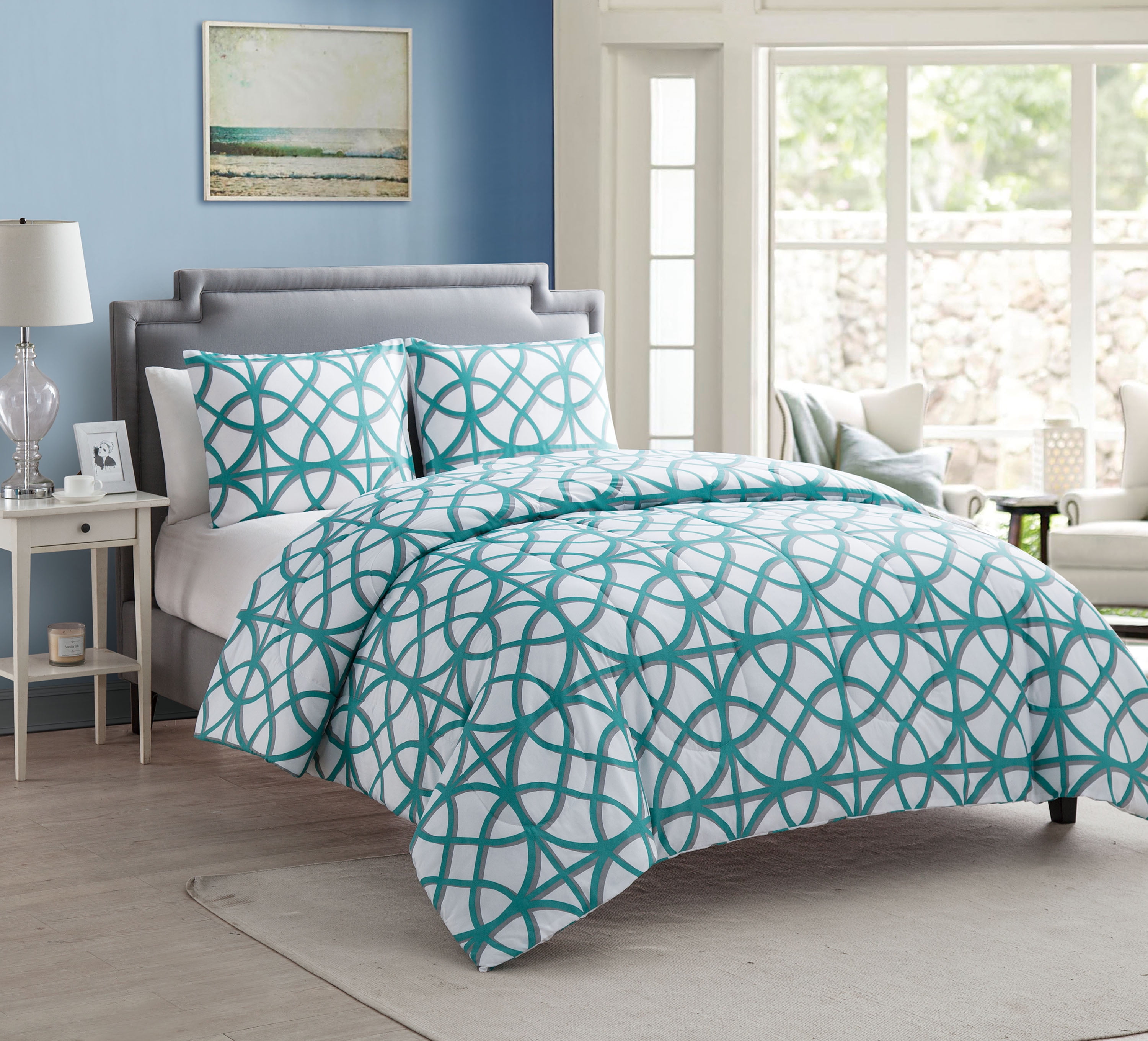 Haylie King Comforter Set - 3-Piece Microfiber Bedding - Walmart.com