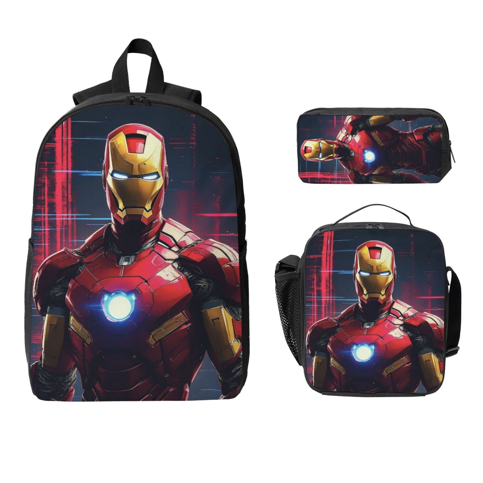 3 Piece High Capacity Bookbag I-ron Robot Man Backpack Set Travel ...