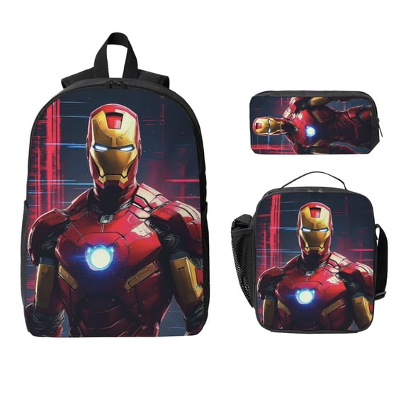3 Piece High Capacity Bookbag I-ron Robot Man Backpack Set Travel ...