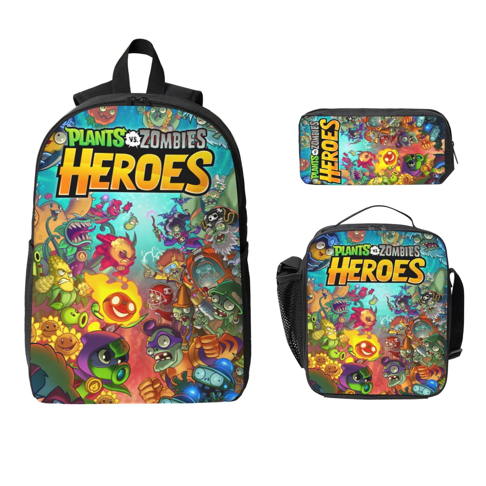 3 Piece High Capacity Bookbag Plants Vs Zombies Backpack Set Travel ...