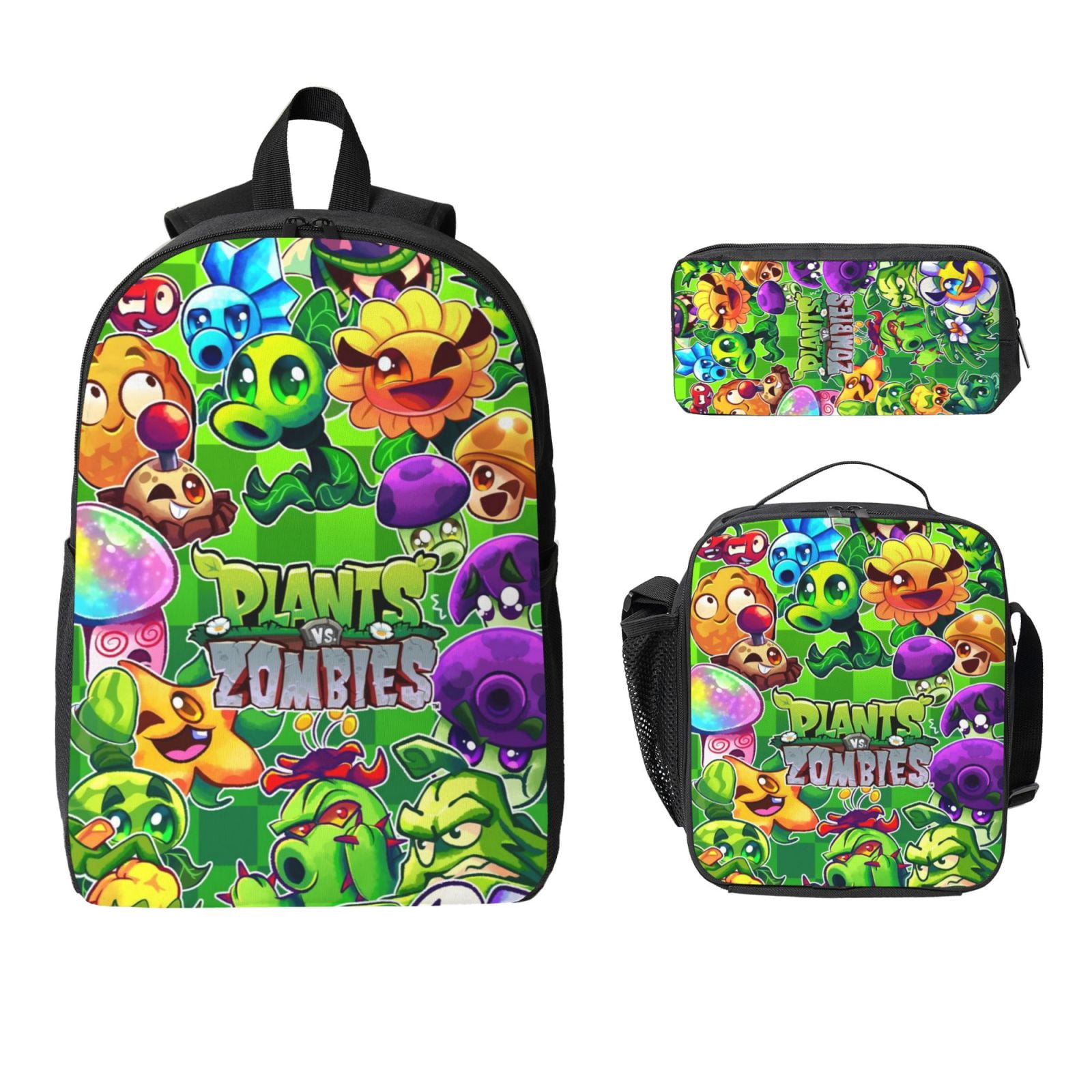3 Piece High Capacity Bookbag Plants Vs Zombies Backpack Set Travel ...