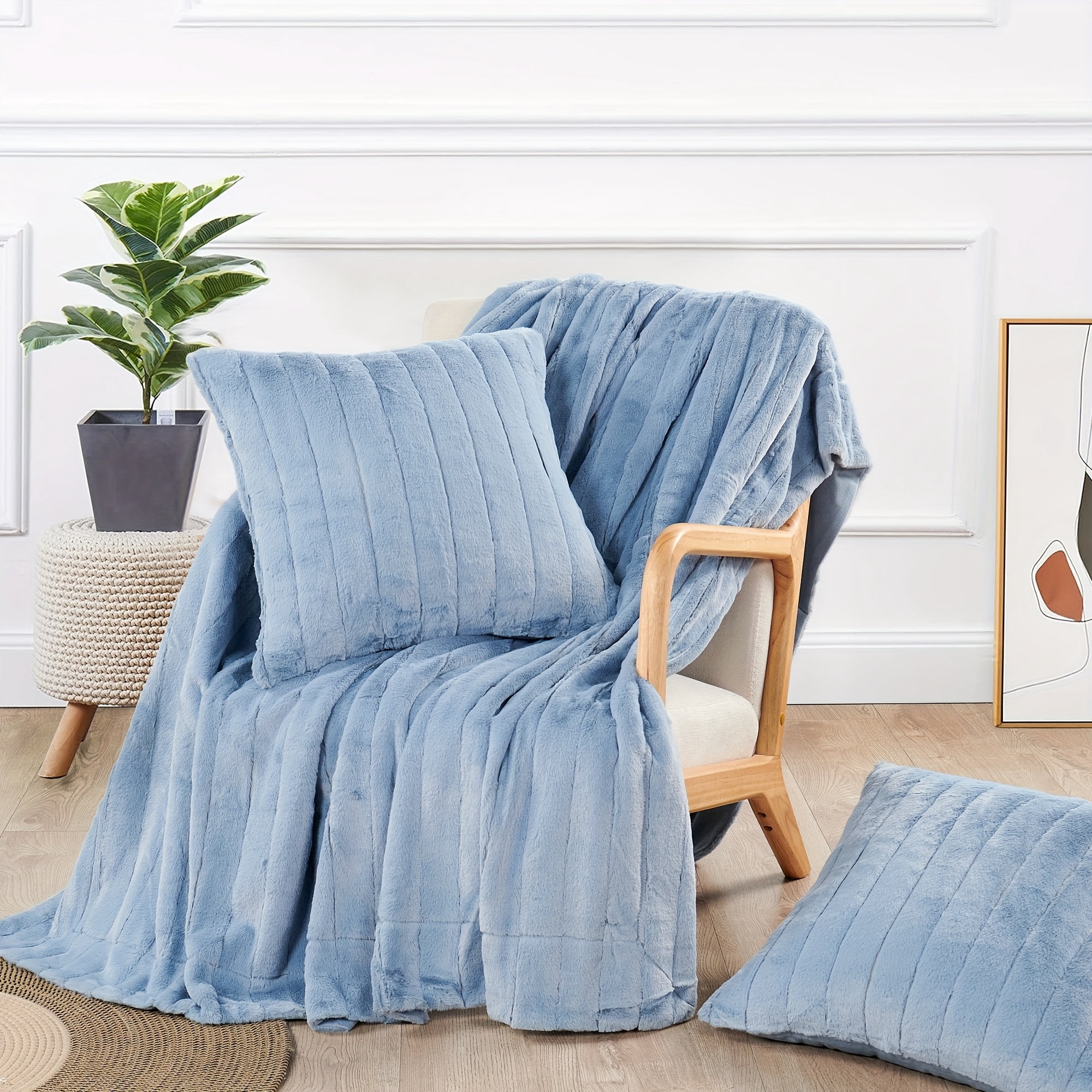 3-Piece Home Decor Set Including Blanket and Cushion Covers for Sofa ...