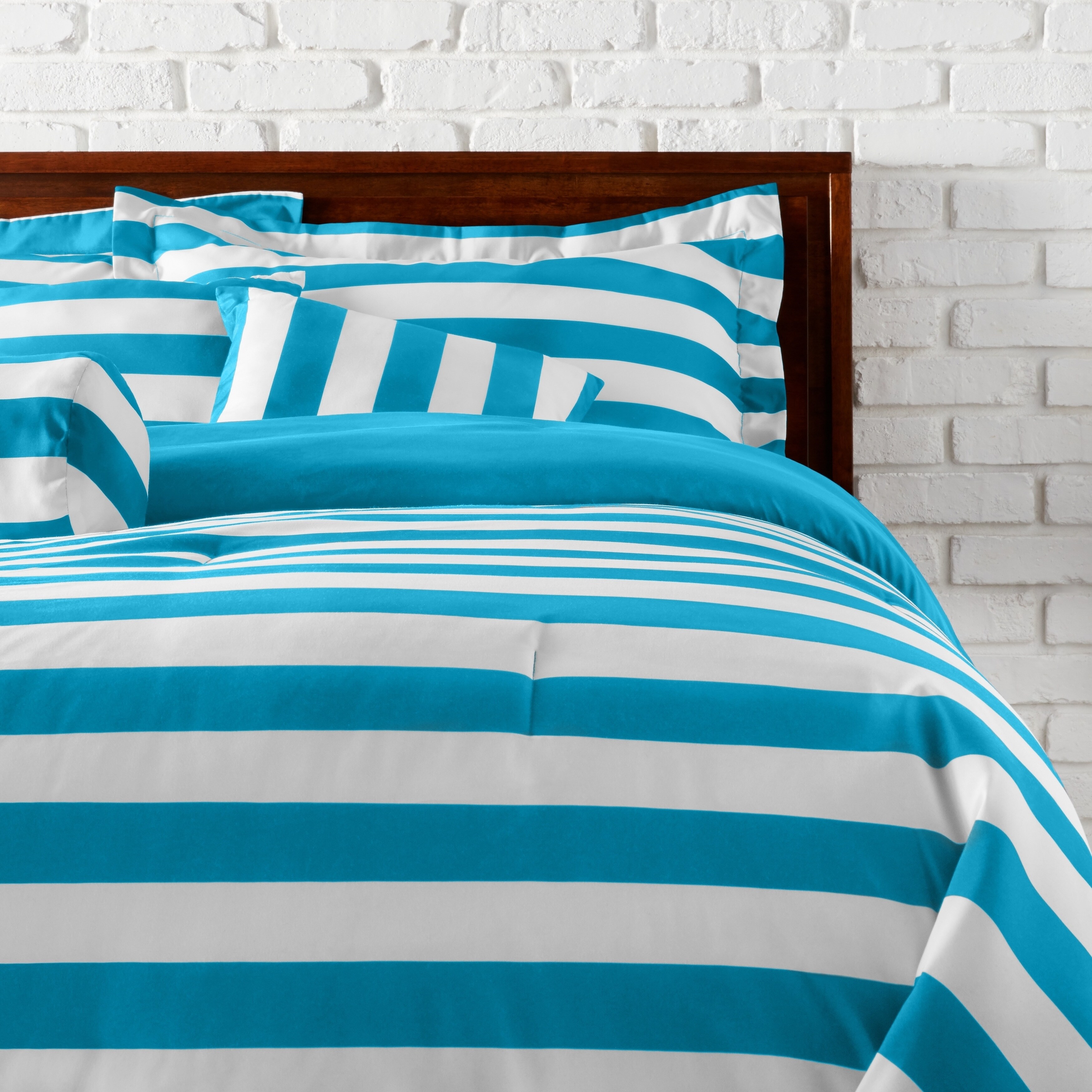 3-Piece Horizontal Stripe Duvet Cover & Sham Covers Set Light Blue - Queen - 3 Piece - Walmart.com