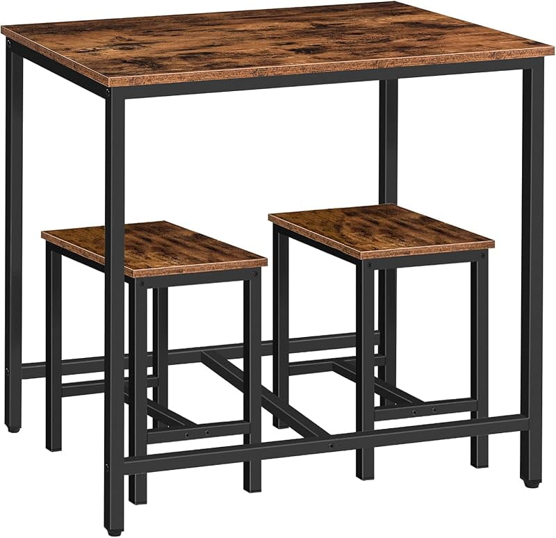 3-Piece Industrial Dining Table Set, Kitchen Table, Space Saving ...