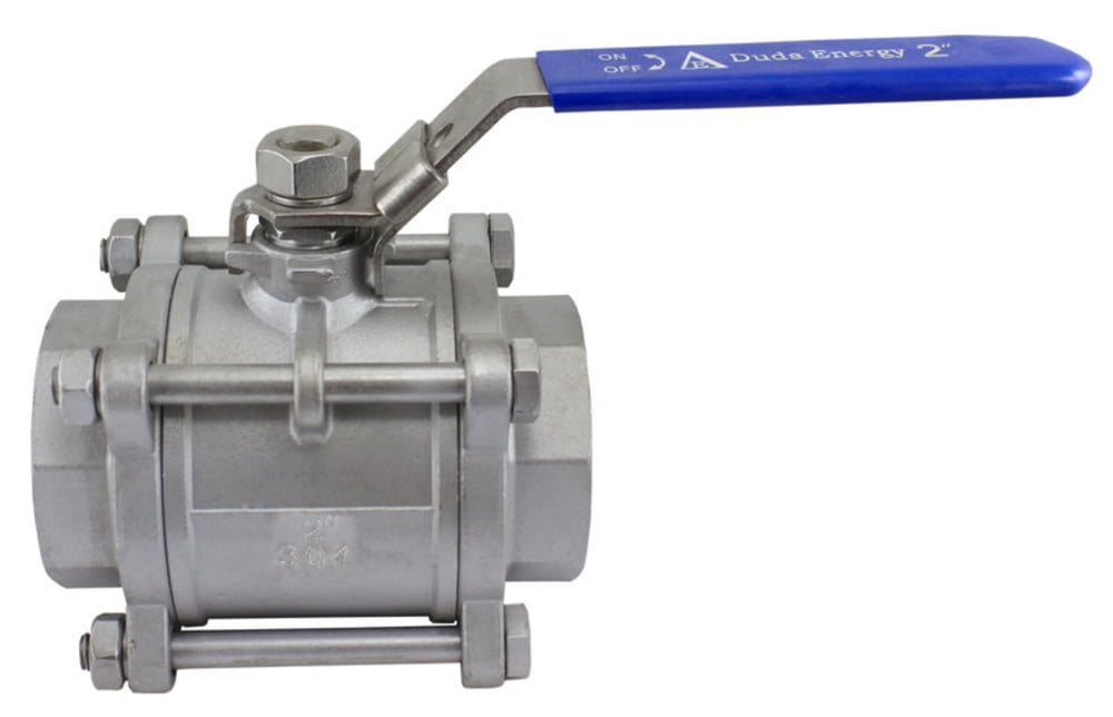3-Piece Industrial Strength Ball Valve NPT, 304 Stainless Steel PTFE ...