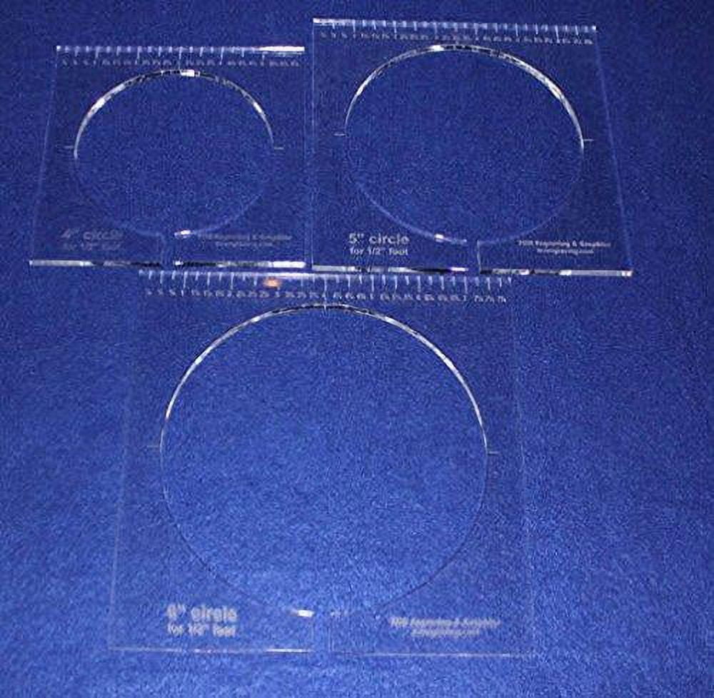 3 Piece Inside Circle Set W/rulers 1/4" Thick - Long Arm- For 1/2" Foot ...