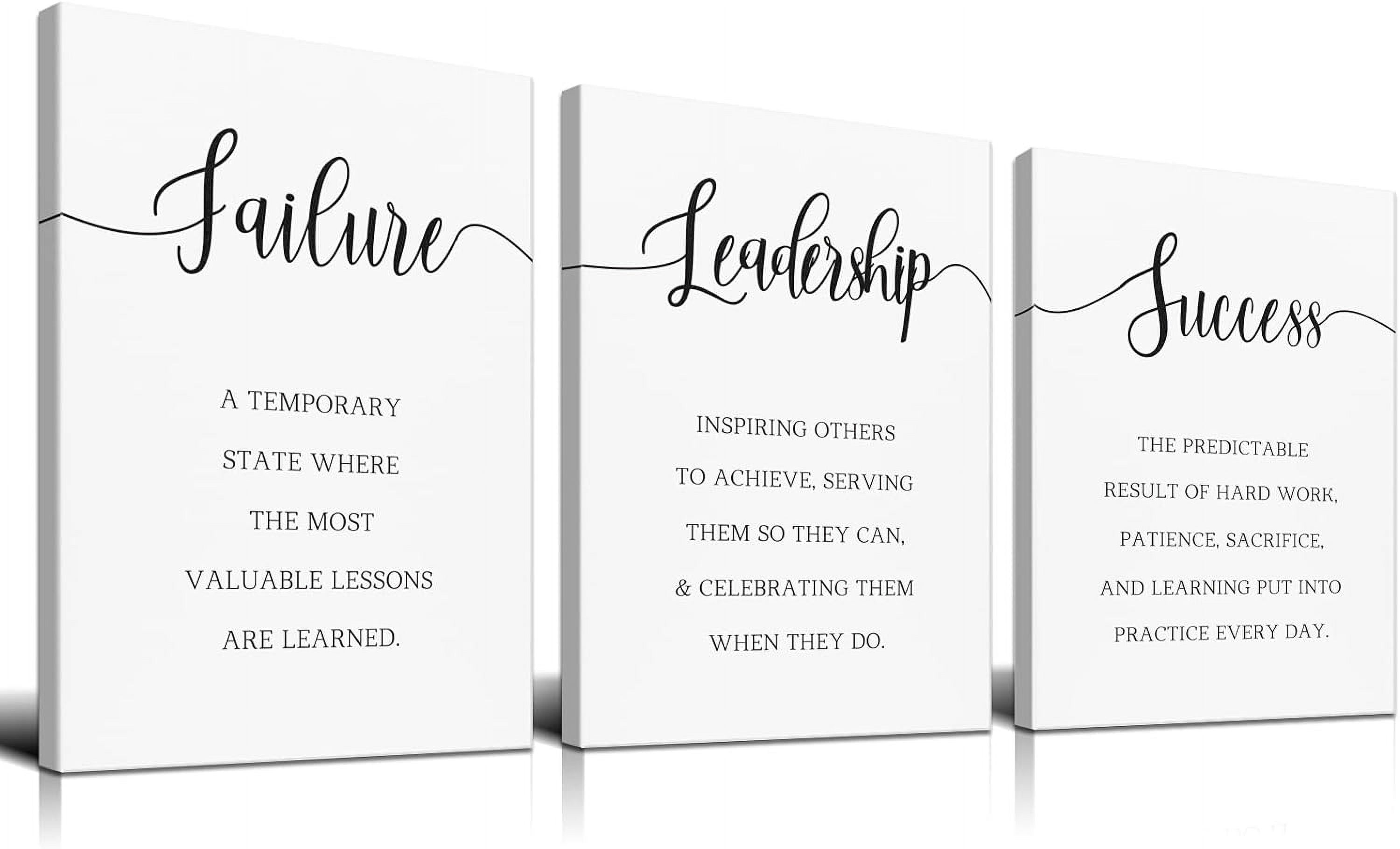 3 Piece Inspirational Wall Decor Faliure Leadership Success Quote Wall ...