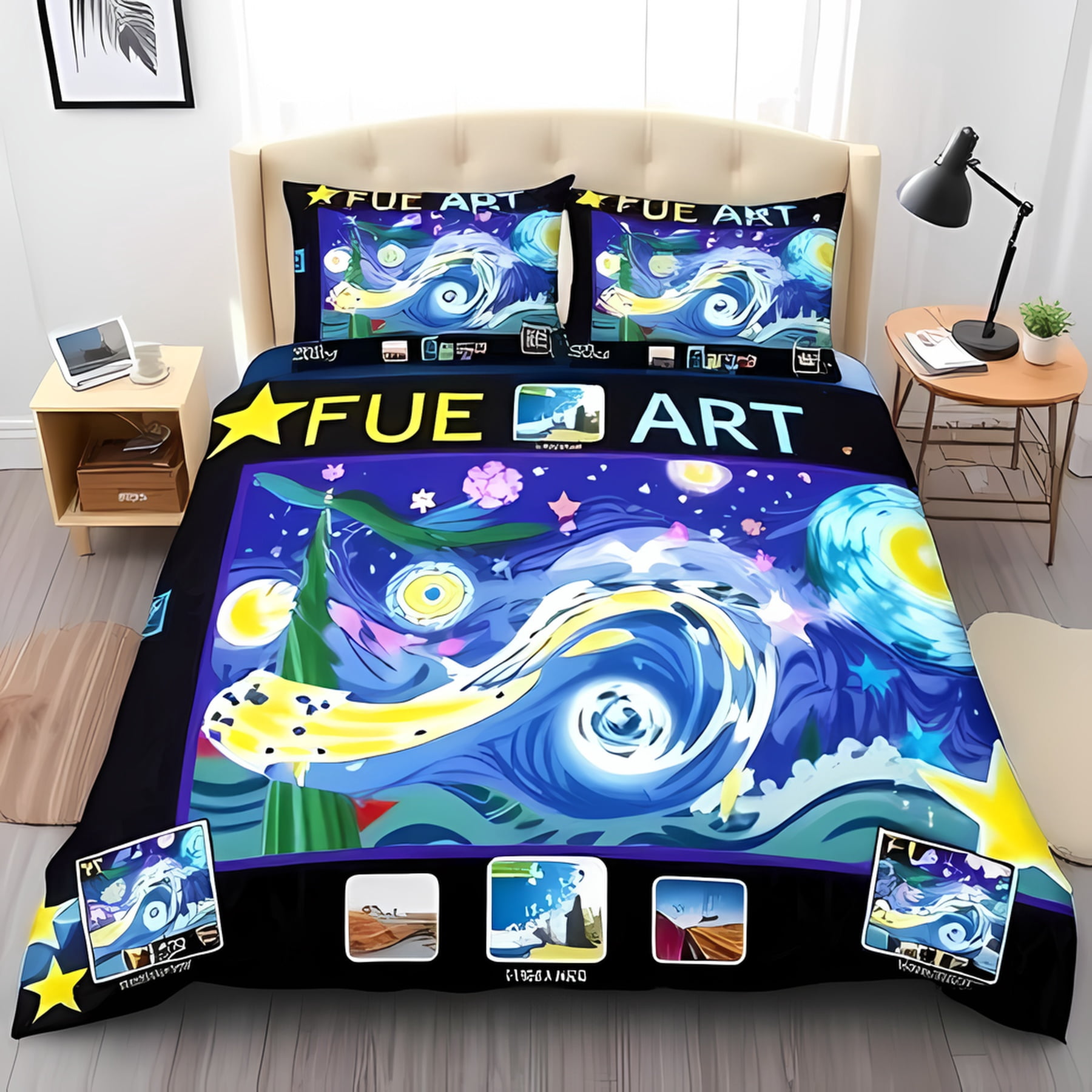 3-Piece Inspired "Starry Night" Duvet Cover & Pillowcase Set - Stylish ...