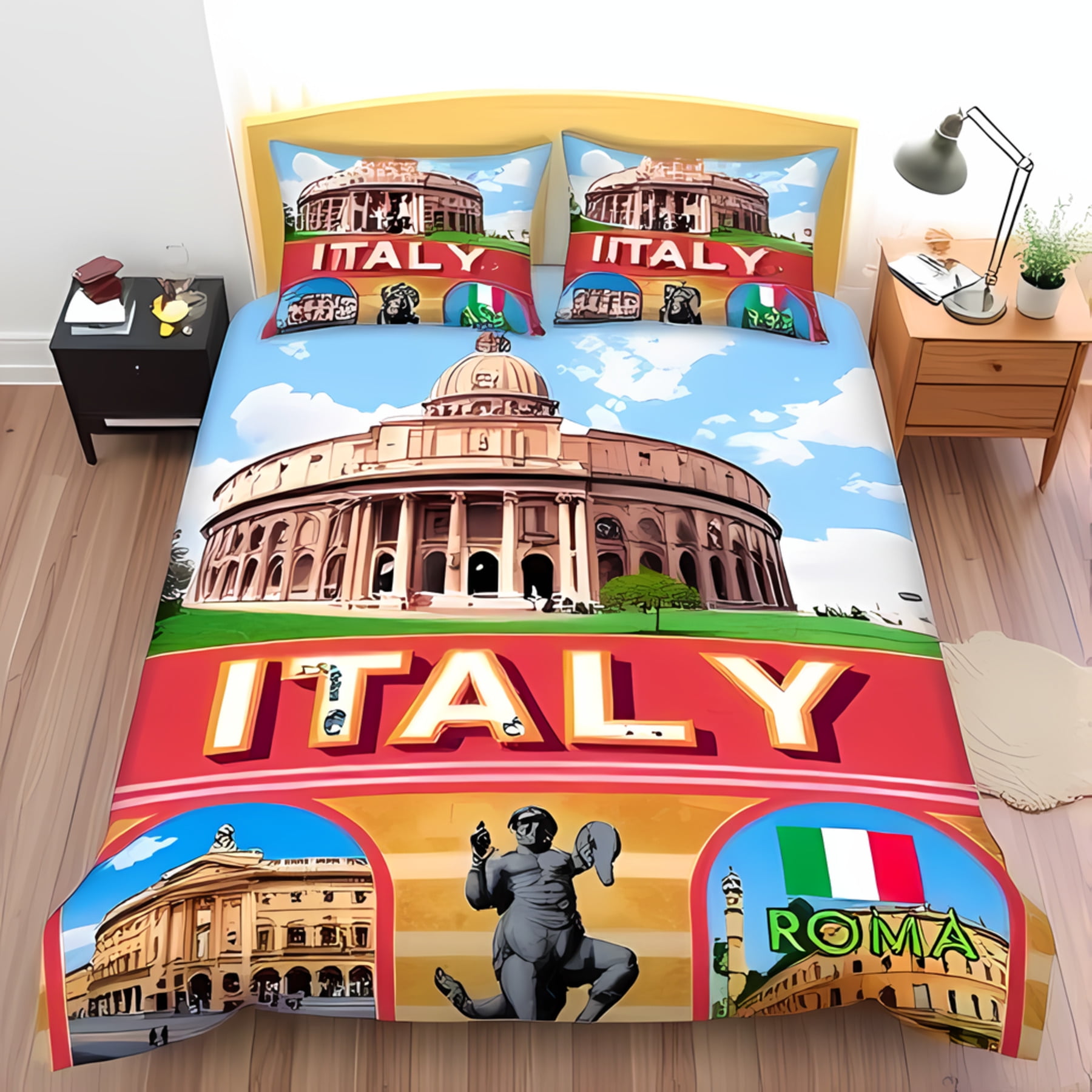 3-Piece Italian Inspired Duvet Cover Set - Vibrant Colors & Iconic ...