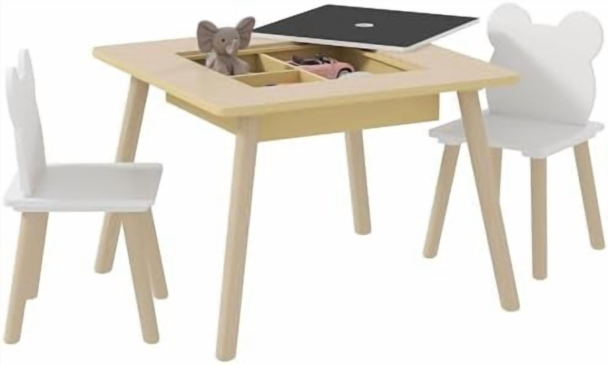 3 Piece Kids Table and Chair Set, 3 in 1 Toddler Table and Chair Set ...
