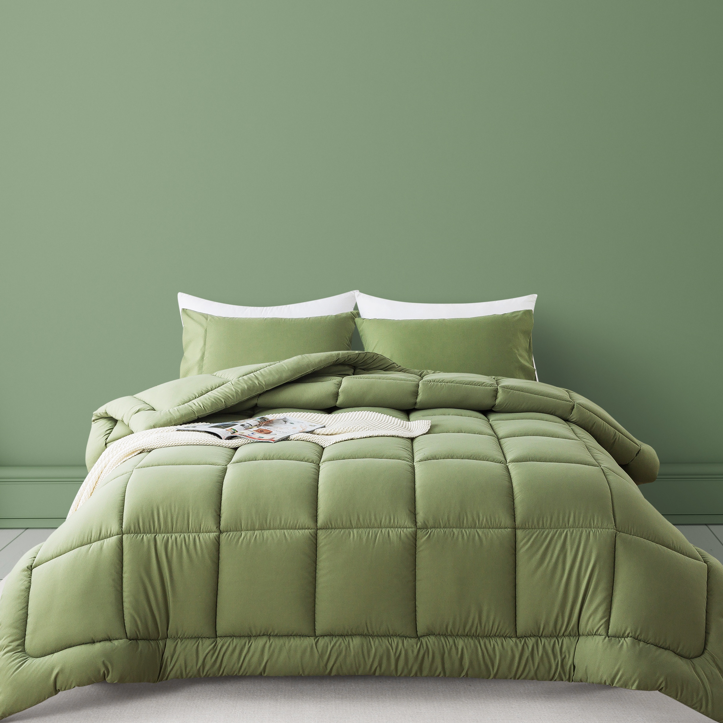 3-Piece King Size Down Alternative Comforter Set Sage Green | Comforter ...