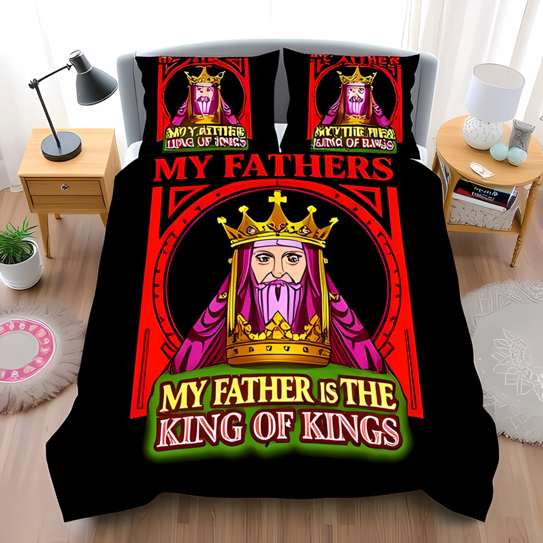 3-Piece King-Themed Duvet Cover Set with Majestic King Design Crown ...