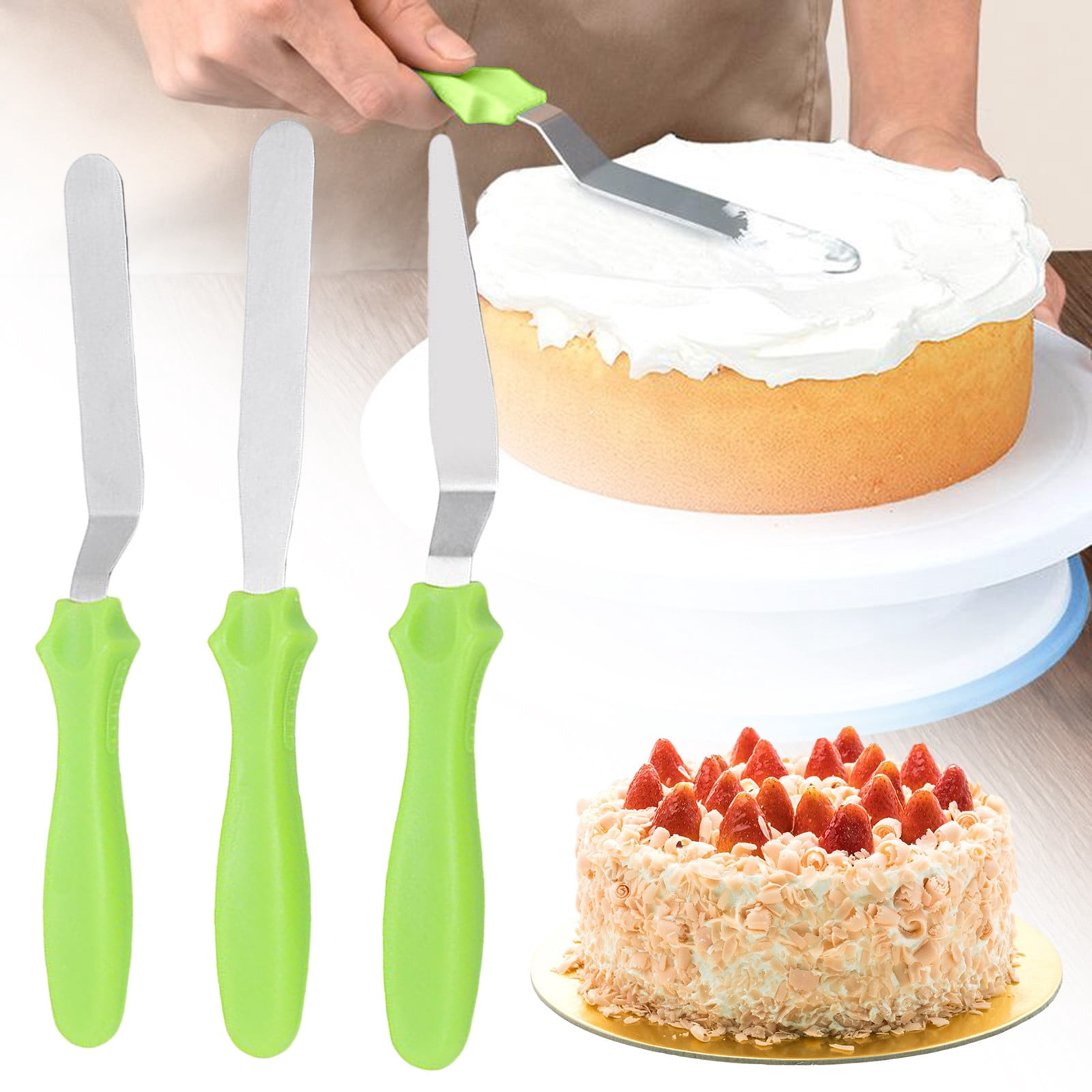 3-Piece Kitchen Baking tool Set, Stainless Steel Spatula for Cake ...