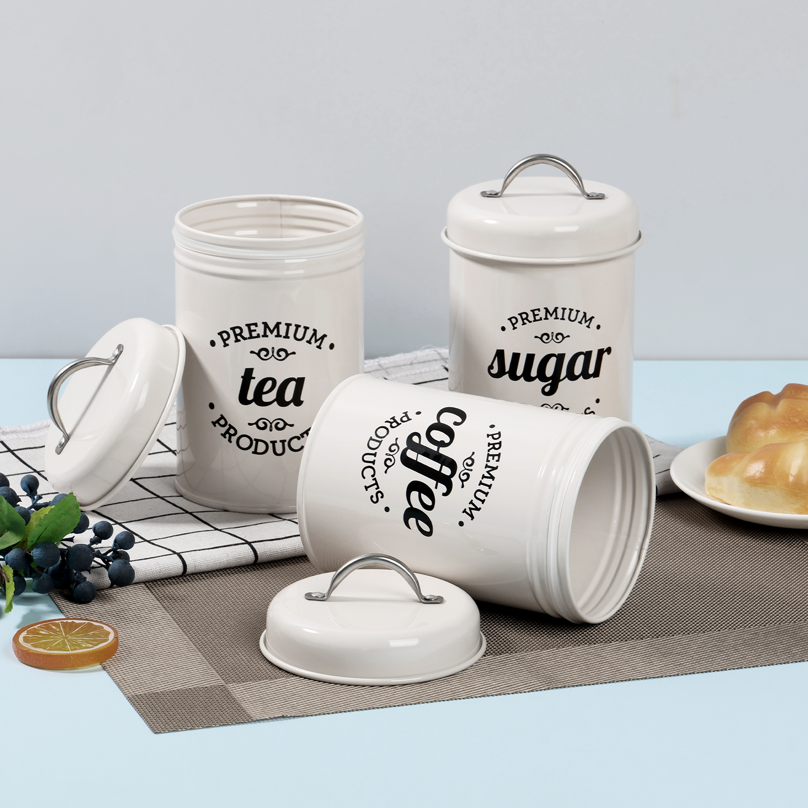 3 Piece Kitchen Canisters for Kitchen Counter, Airtight Coffee ...