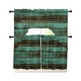 3 Piece Kitchen Curtain Set, Rustic Wooden Retro Farmhouse Country ...