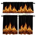 3 Piece Kitchen Curtains and Valances Set Abstract Yellow Flame Cafe ...
