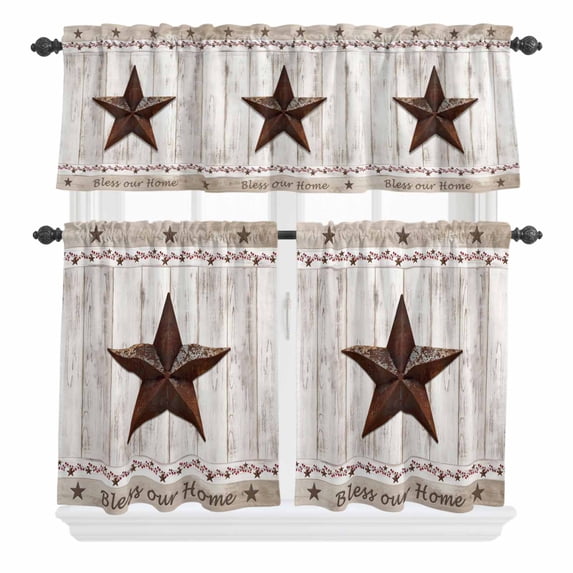 3 Piece Kitchen Curtains and Valances Set American Country Cafe ...