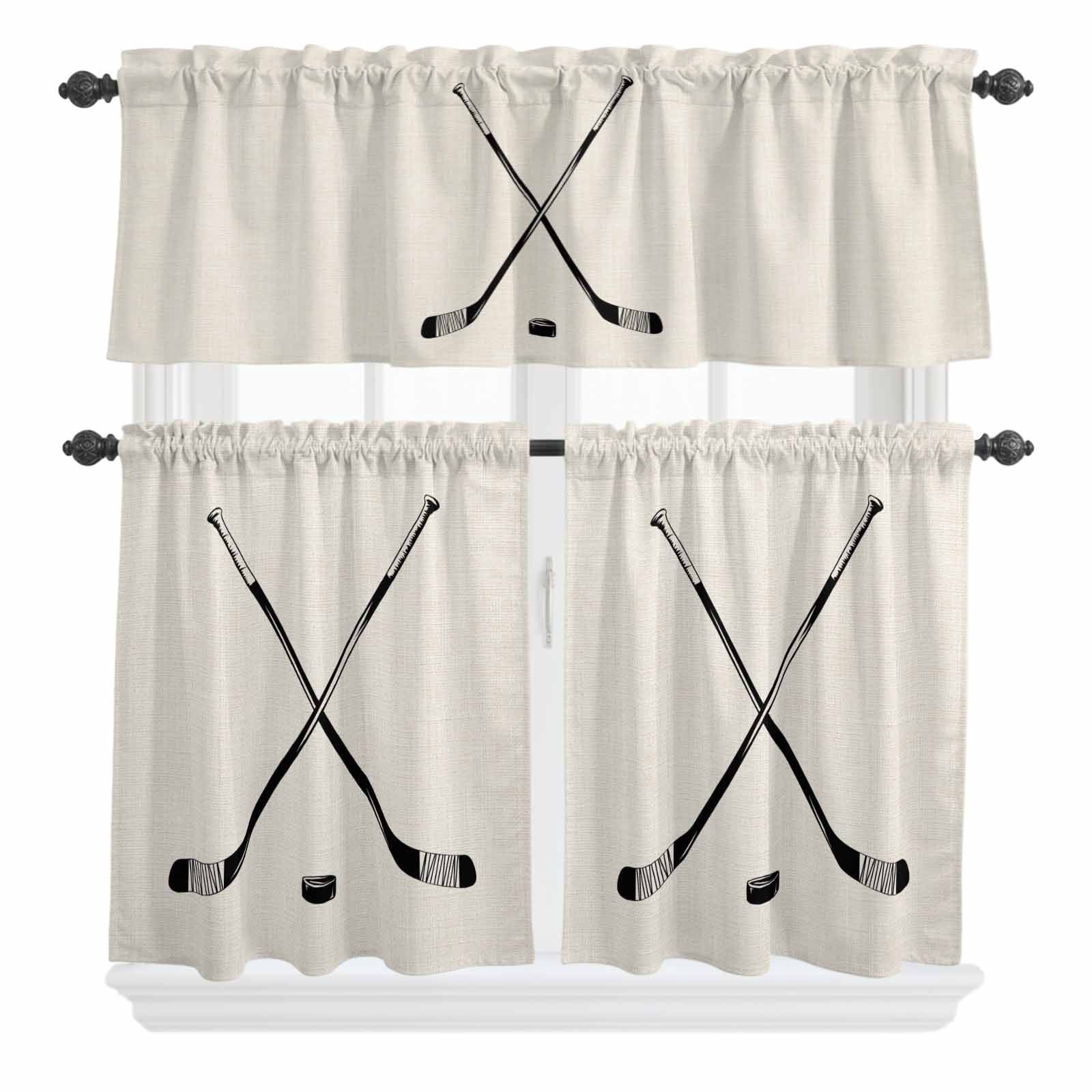 3 Piece Kitchen Curtains and Valances Set Beige Cafe Curtains 36 Inch ...