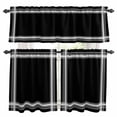 3 Piece Kitchen Curtains and Valances Set Black Grid Cafe Curtains 24 ...