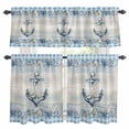 3 Piece Kitchen Curtains and Valances Set Blue Anchor Coastal Cafe ...