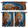 3 Piece Kitchen Curtains and Valances Set Blue Brown* Abstract Modern ...