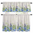 3 Piece Kitchen Curtains and Valances Set Blue Hydrangea Flower Cafe ...