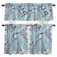 3 Piece Kitchen Curtains and Valances Set Blue Palm Tree Cafe Curtains ...
