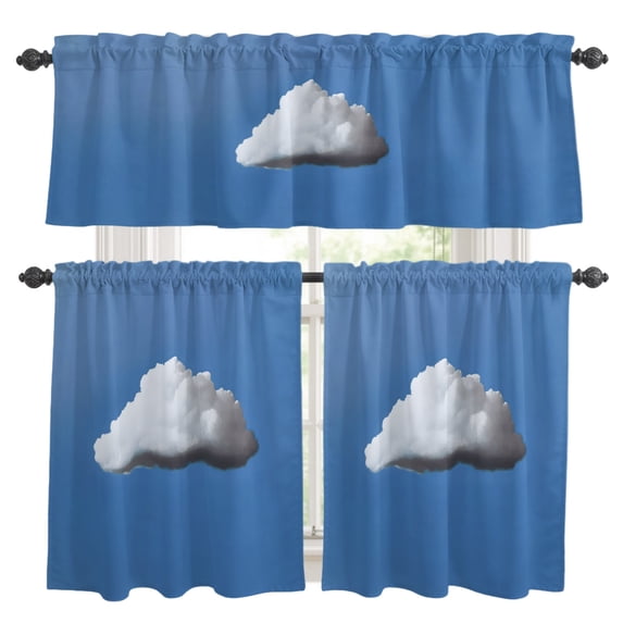 3 Piece Kitchen Curtains and Valances Set Blue Sky Cafe Curtains 36 ...