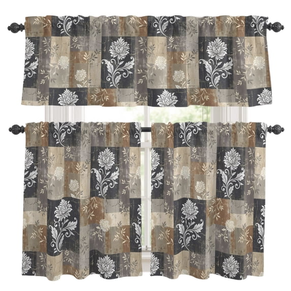3 Piece Kitchen Curtains and Valances Set Bohemia Cafe Curtains 36 Inch ...
