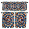 3 Piece Kitchen Curtains and Valances Set Boho Medallion Cafe Curtains ...