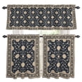3 Piece Kitchen Curtains and Valances Set Brown Floral Cafe Curtains 24 ...