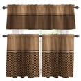 3 Piece Kitchen Curtains and Valances Set Brown Metal Hole Cafe ...
