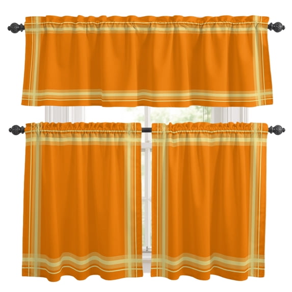 3 Piece Kitchen Curtains and Valances Set Burnt Orange Cafe Curtains 24 ...